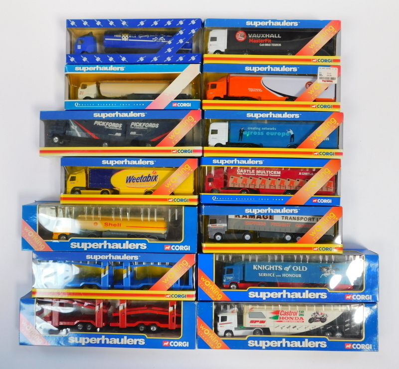 Corgi Super Haulers articulated lorries, include TY86601 Scania race ...
