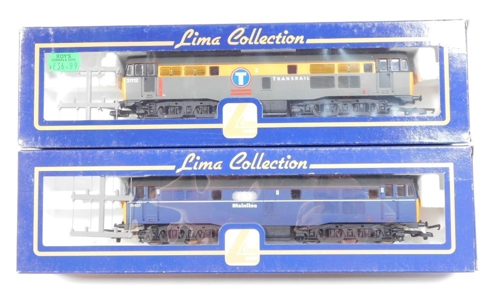 Lima Models OO gauge Class 31 locomotives, comprising 31112, Transrail ...