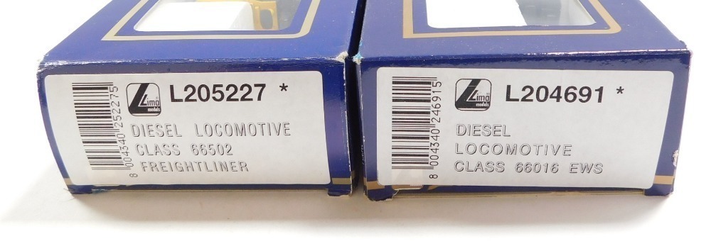 Lima Models OO gauge Class 66 locomotives, comprising 66502 ...