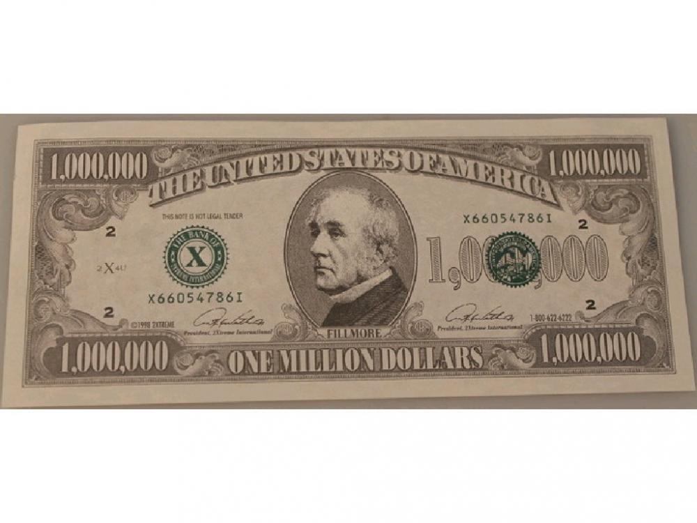 A United States one million dollar novelty bank note