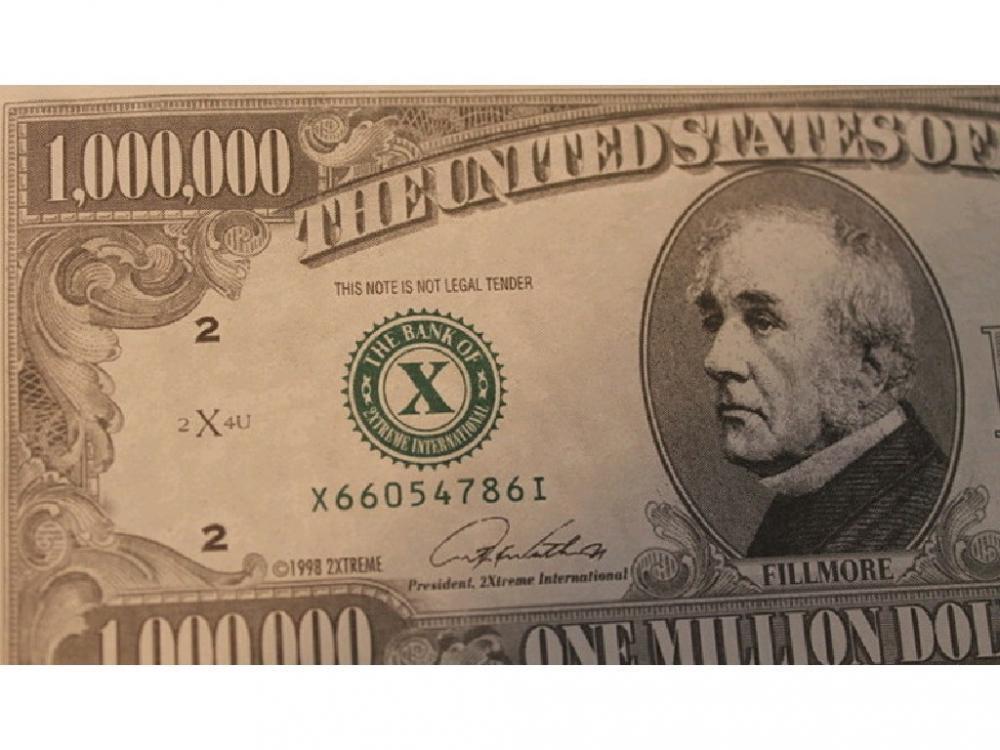A United States one million dollar novelty bank note