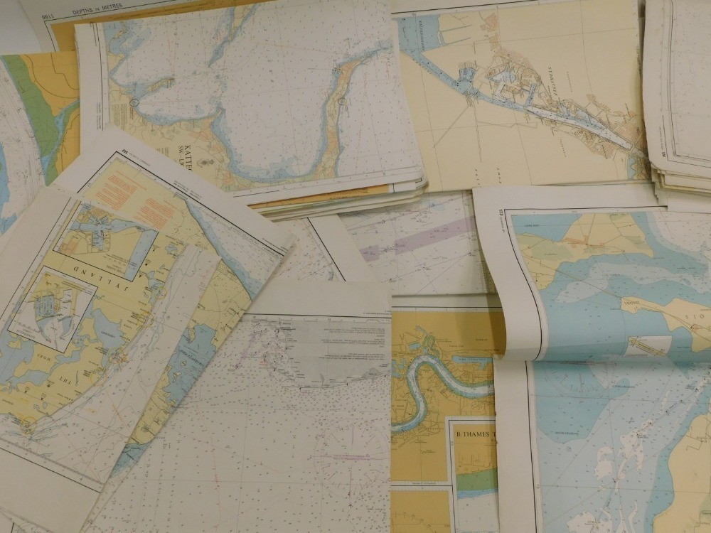 A large quantity of shipping charts, to include Thames Estuary, North ...