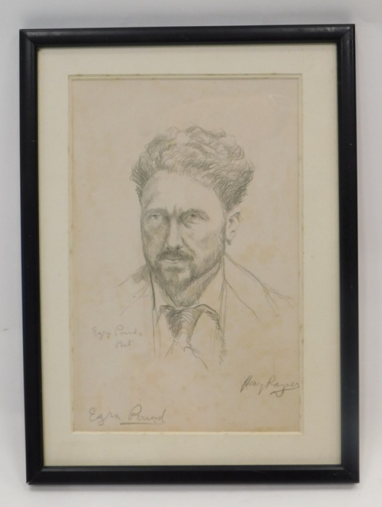 •Hewitt Henry Rayner (1902-1957). Ezra Pound Poet, pencil drawing ...