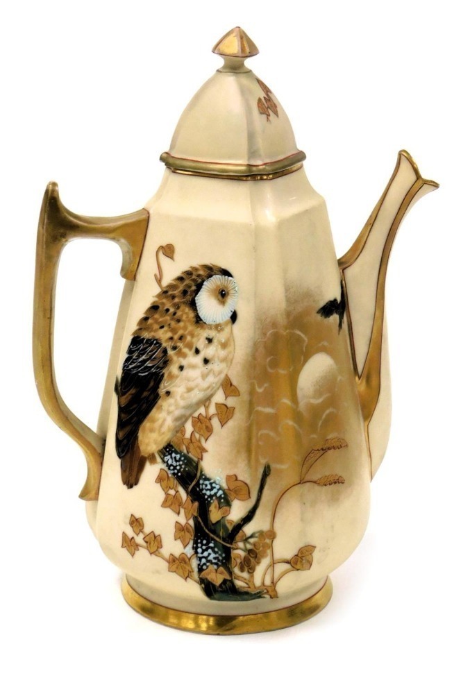 A late 19thC Alfred Stellmacher, Wittmann & Roth pottery coffee pot, of ...