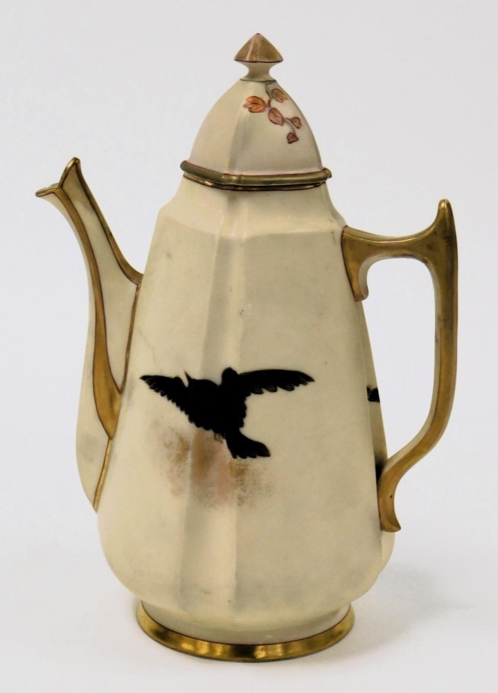 A late 19thC Alfred Stellmacher, Wittmann & Roth pottery coffee pot, of ...