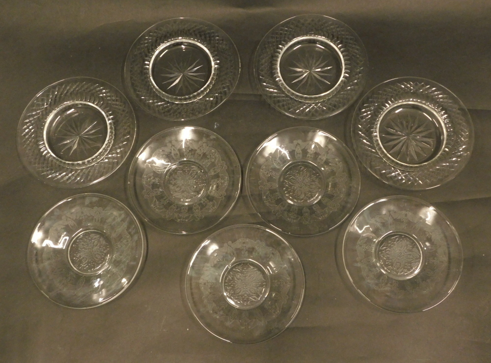 A cut glass vase, of tapering form, an Art Deco style heavy glass ...