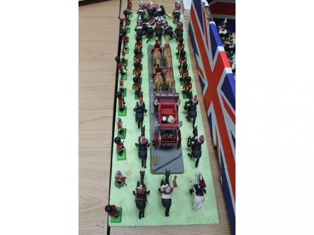 A large collection of plastic Britains' soldiers and a diorama set of ...