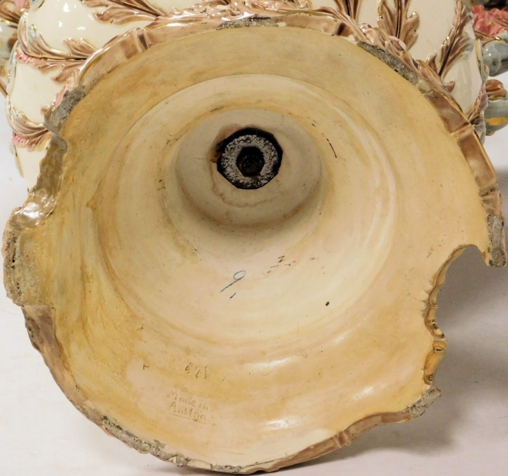 An early 20thC Austrian pottery vase, in the manner of Capodimonte, of ...