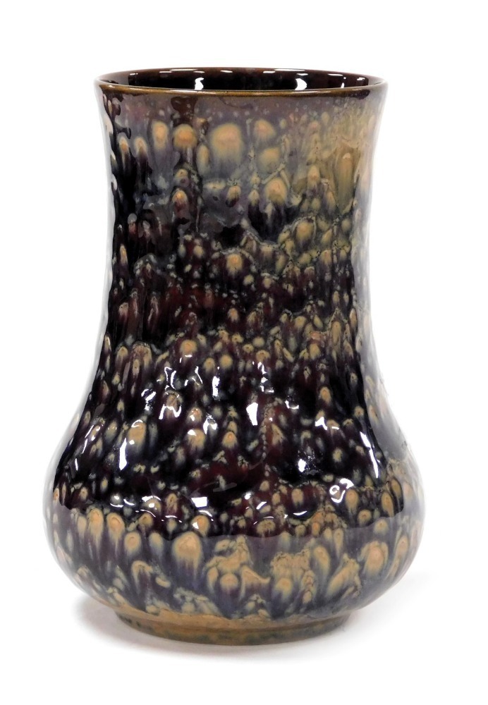 A Lancastrian Pottery vase, decorated in a brown and mottled sand ...