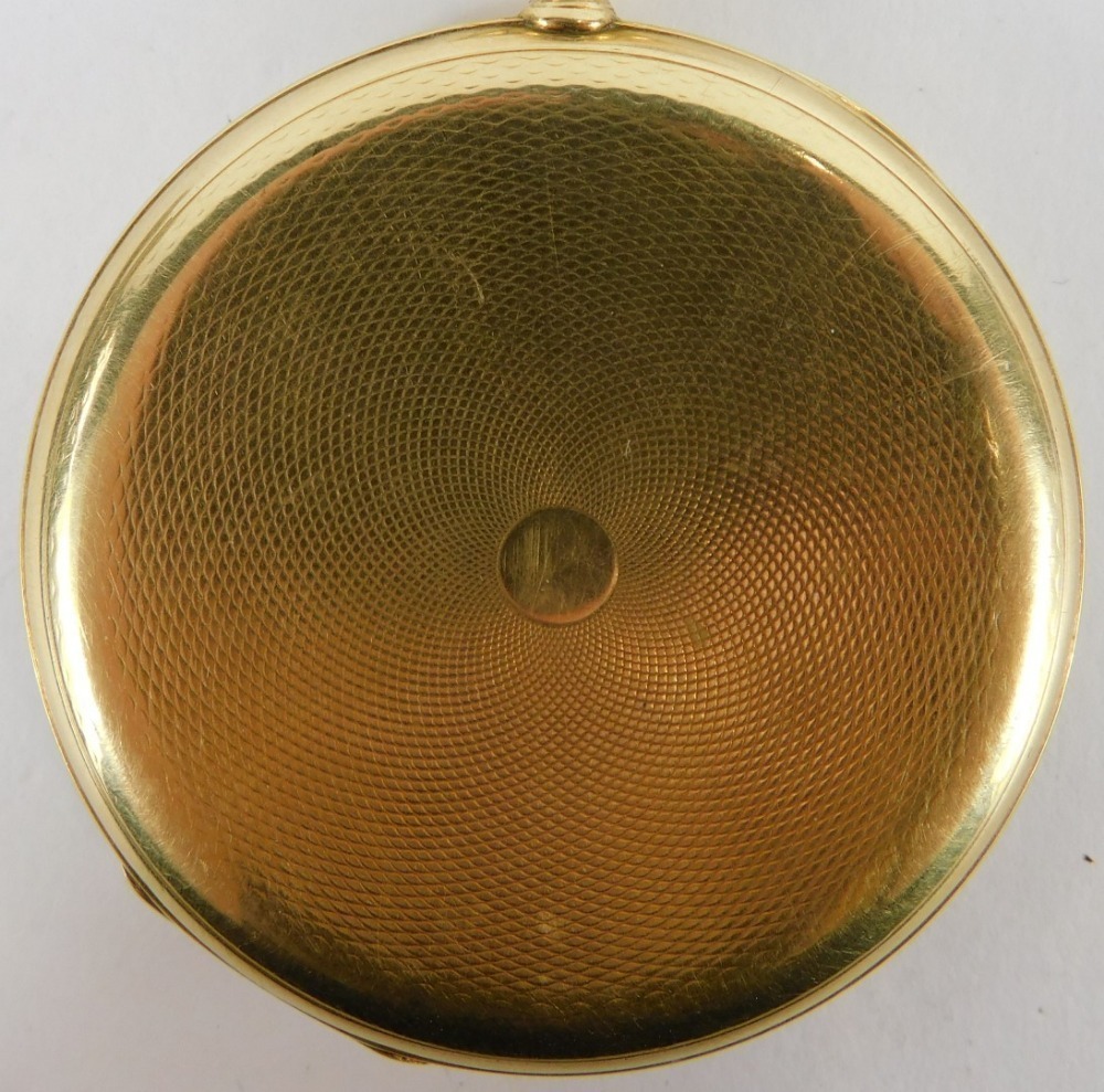 A 19thC French pocket watch, with a white enamel Roman numeric dial ...