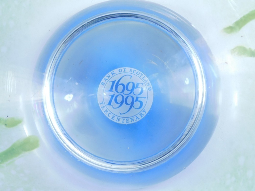 A Caithness glass bowl, decorated with flowers, made to commemorate the ...