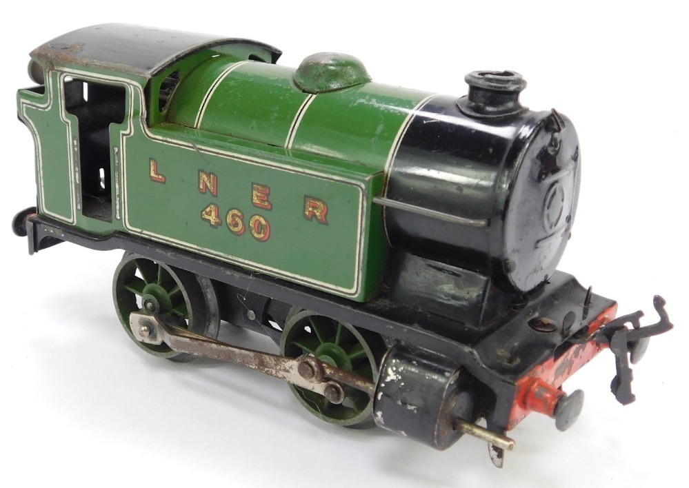 An O gauge tin plate locomotive, LNER 460, green livery, together with ...