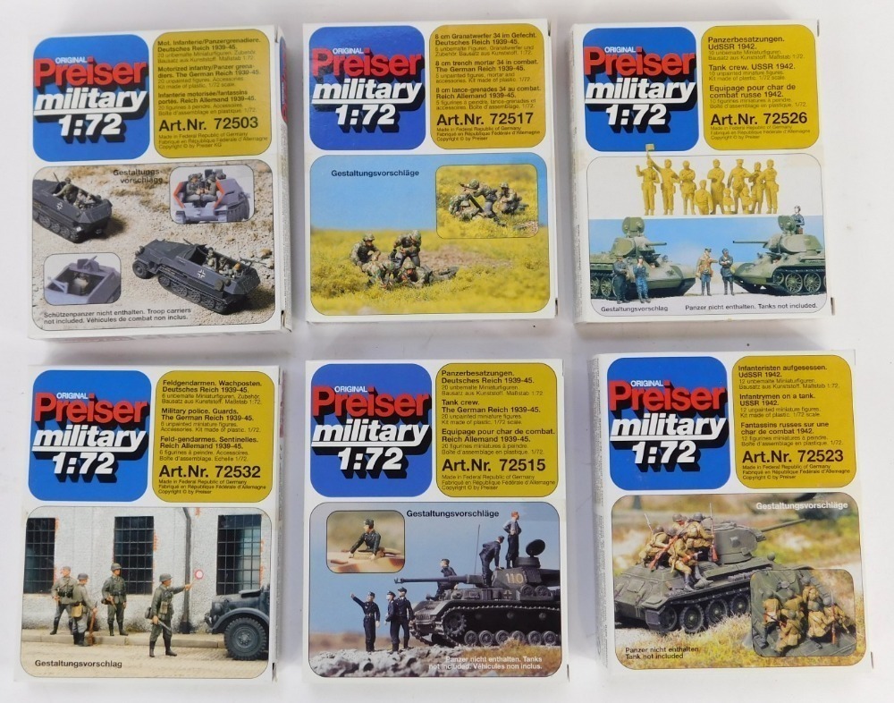 Preiser military 1:72 and 1:87 scale figure sets, to include Luftwaffe Pilots and Ground Crew ...