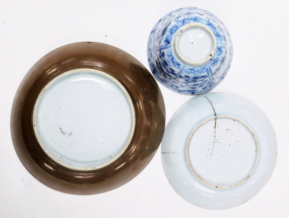 A group of Qing Dynasty blue and white Chinese porcelain, 18thC onwards ...