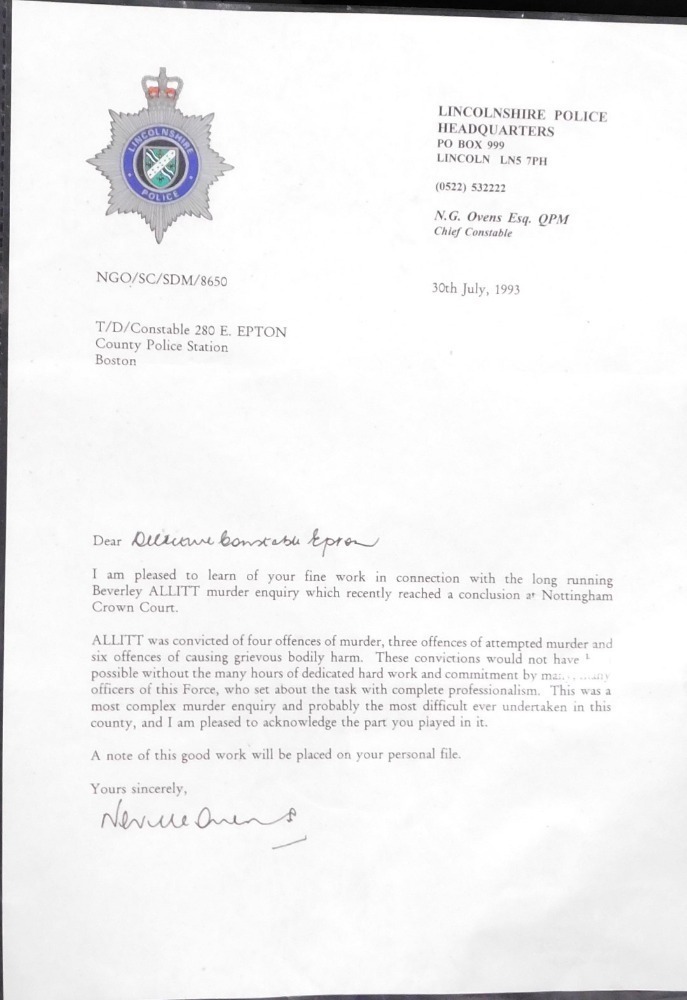 A Lincolnshire Police Force uniform, including a helmet and jacket ...