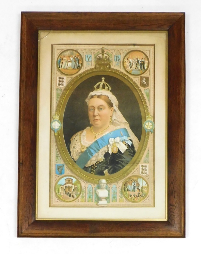 A Queen Victoria Golden Jubilee lithographic print, showing a half ...