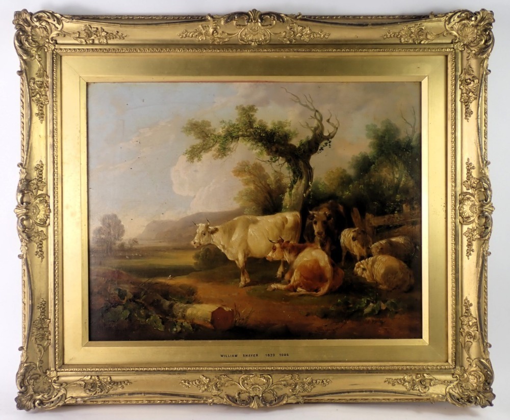 William Shayer (1829-1885). Cattle and sheep in landscape, oil on ...