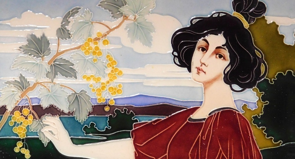 Carl Sigmund Luber (German 1868-1934). An Art Nouveau pottery tile, for ...