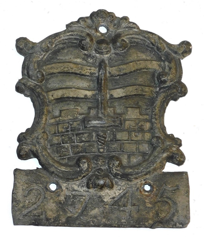 A fire mark for the Bath Fire Office, lead, (Addis Ref 11A(i)), policy ...