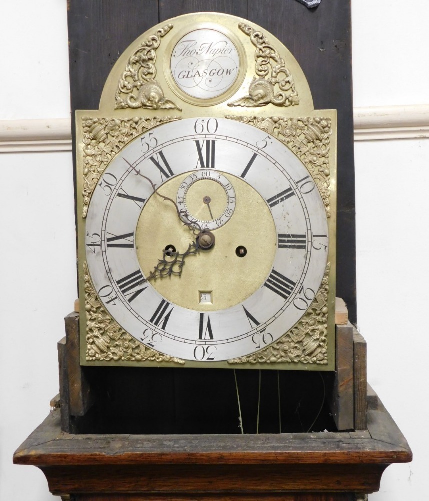 A Georgian oak longcase clock, by Thomas Napier of Glasgow, the brass ...