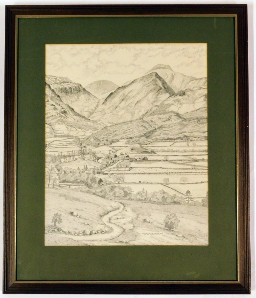 Bill Lawrence (20thC). Rossthwaite and the Borrowdale Valley from the ...