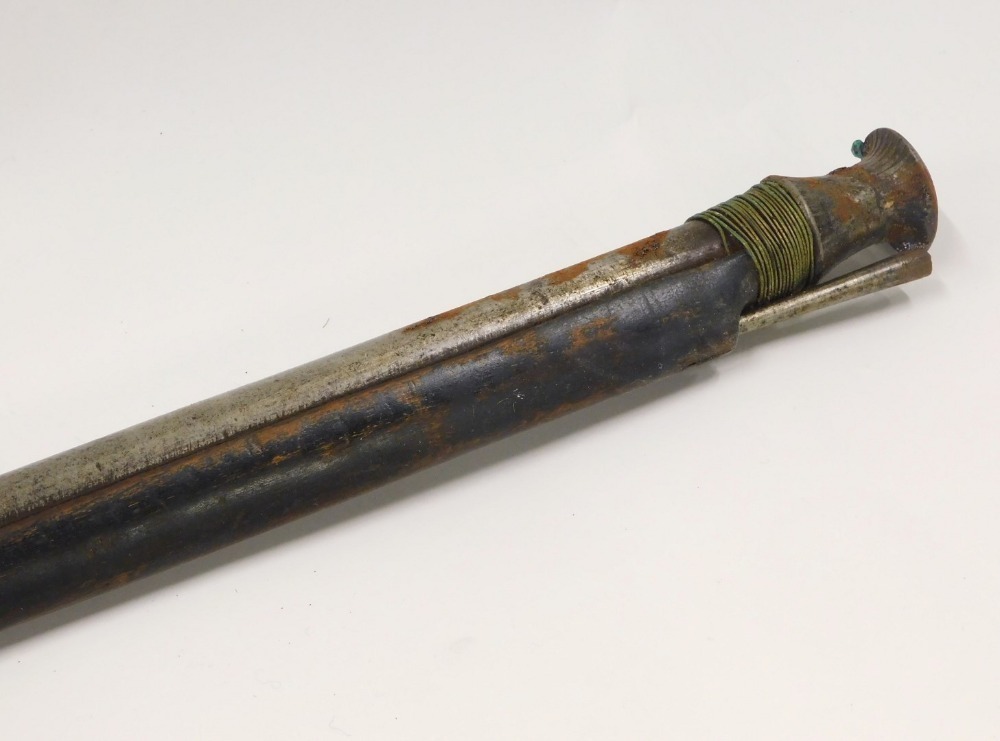 A 19thC Continental percussion musket, with flared muzzle, ramrod, and ...