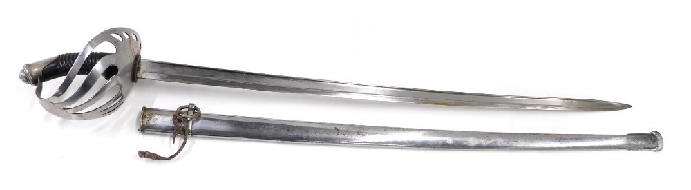 An early 20thC Chilean Cavalry trooper's sword, curved fullered blade ...