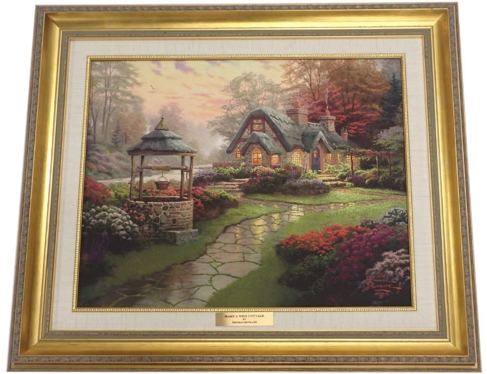 Thomas Kinkade, 20thC school. Make a Wish Cottage, oleographic print ...