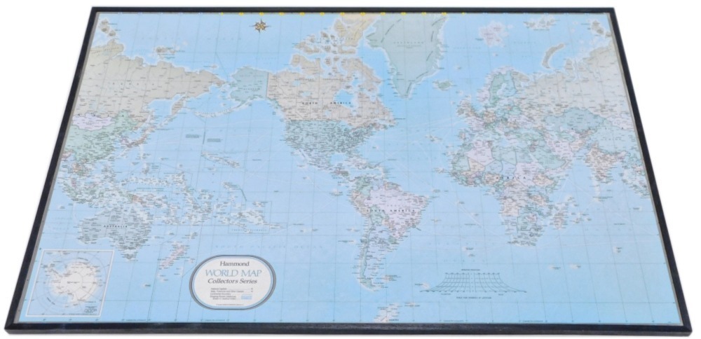 A Hammond World Map Collectors Series framed wall map.
