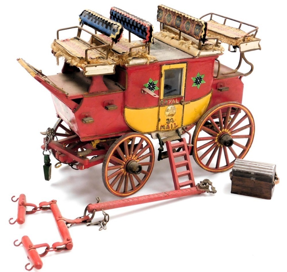 A scratch built model of a Royal Mail coach, with removable items ...