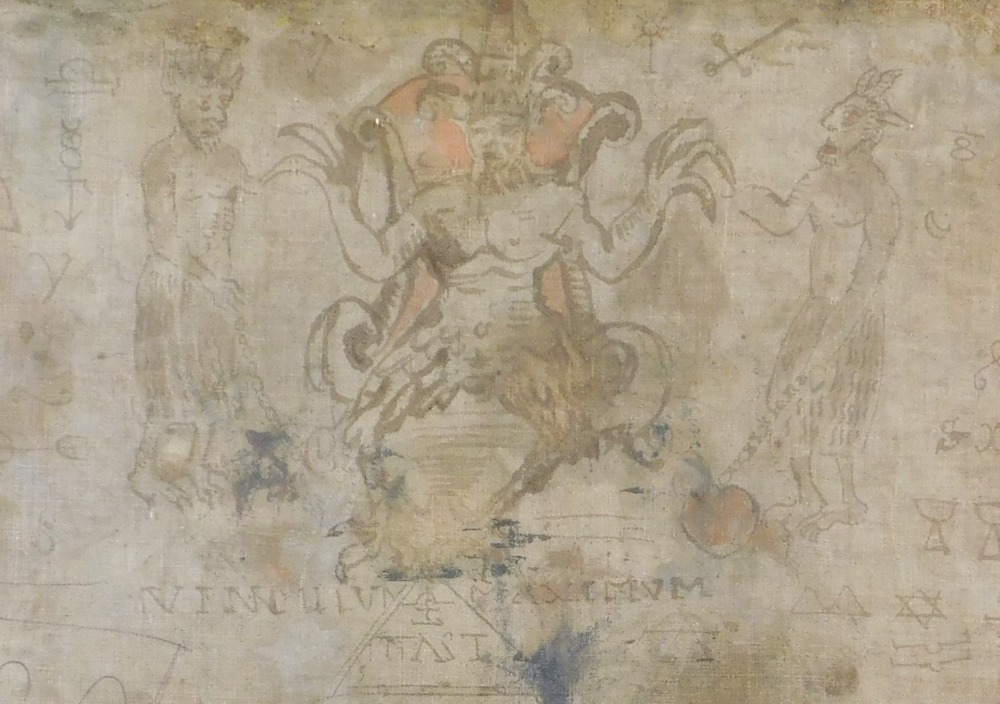 Attributed to Leon Gore. Three paintings relating to Lucifer in his ...