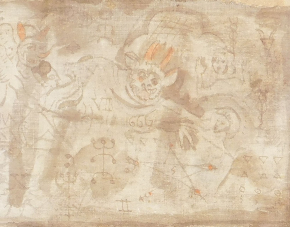 Attributed to Leon Gore. Three paintings relating to Lucifer in his ...