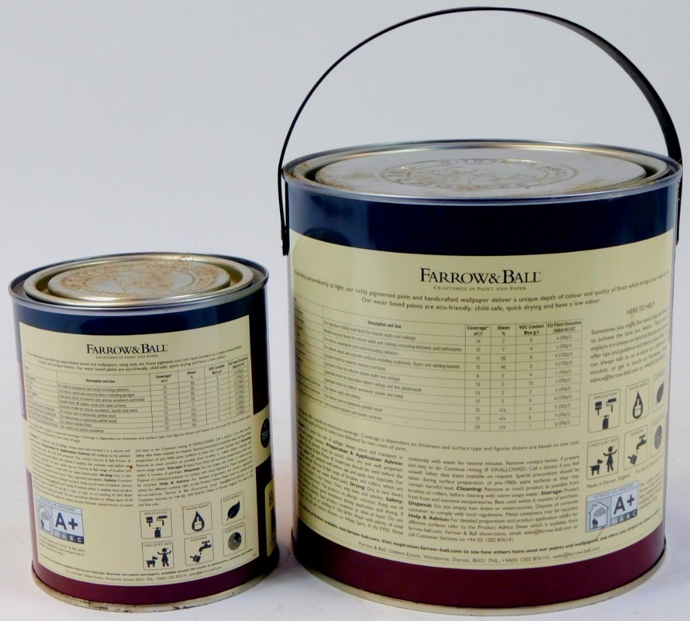 A tin of Farrow & Ball estate emulsion paint, Joa's White number 226, 2.5 litre together with a ...