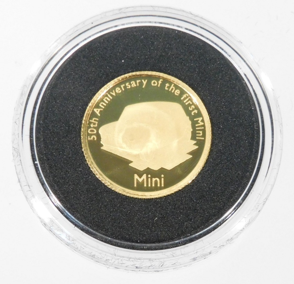 A 50th anniversary of the Mini £1 gold proof coin, Royal Mint number ...