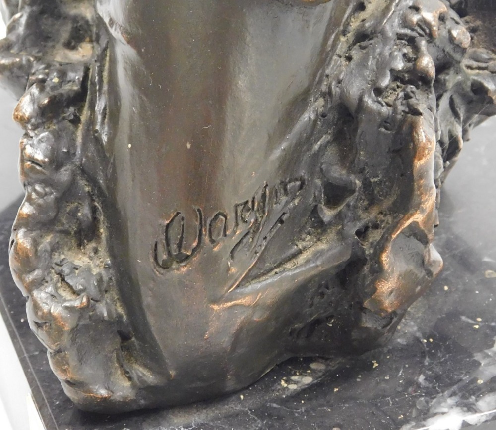 A late 20thC Andre Paor bronze sculpture of a young woman, modelled ...