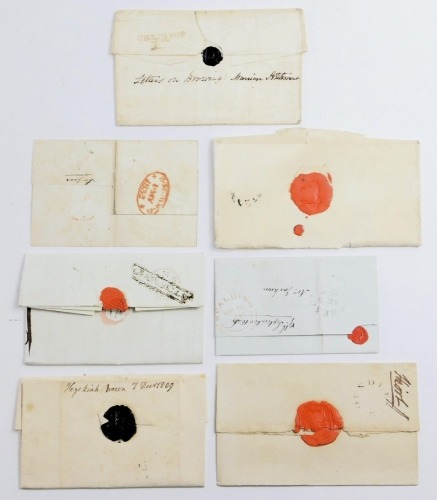 20 pre-stamp letters, with Lincolnshire cancels and mileage marks