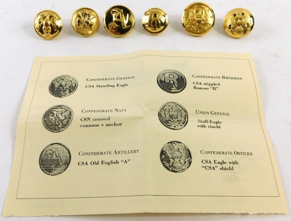 A cased set of Firmin & Sons military buttons, each bearing the eagle ...