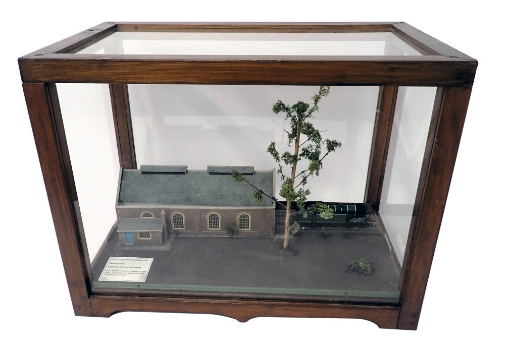 A scale model of an LNER N2 locomotive, with engine shed, etc., in pine ...