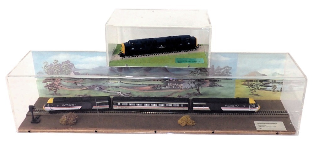 A diorama model of an Intercity 125, circa 1980, in perspex case, 90cm ...