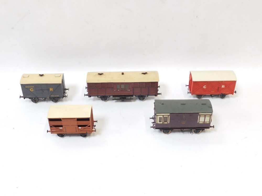 Five 'O' gauge scratch built goods wagons, for Caledonian Railway (3 ...