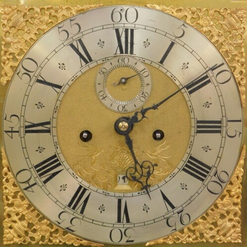 A late 18thC oak cased longcase clock, the brass dial with Roman and ...