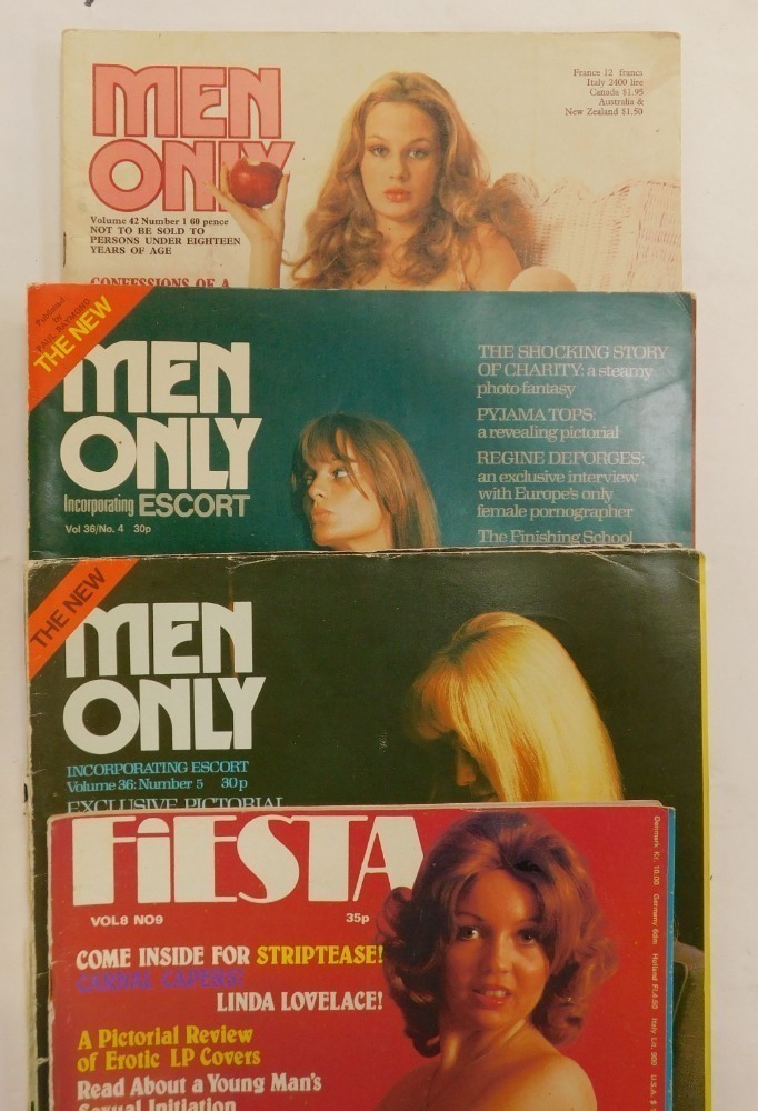A group of vintage glamour magazines, to include Men Only, Fiesta, and ...