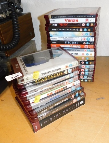 A group of HD DVDs, to including Shaun of the Dead, The Bourne ...