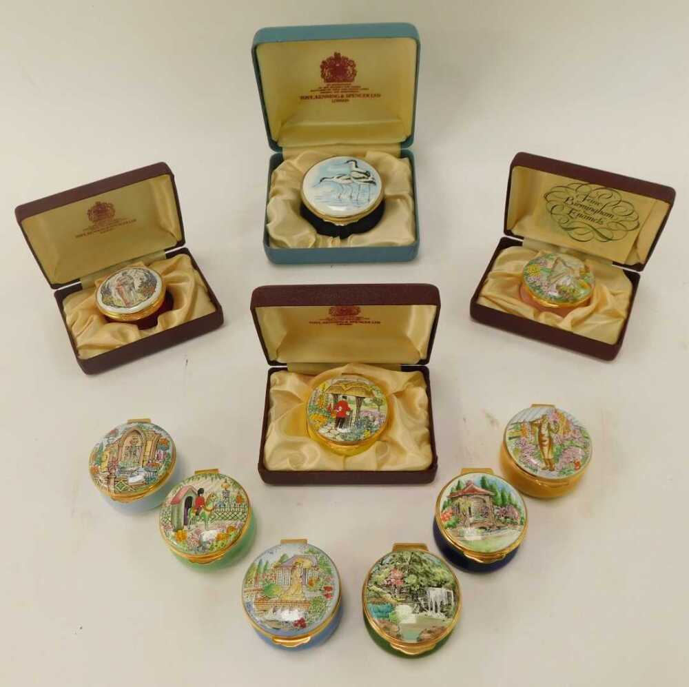 A group of enamel boxes, to include Toye Kenning and Spencer Ltd for ...