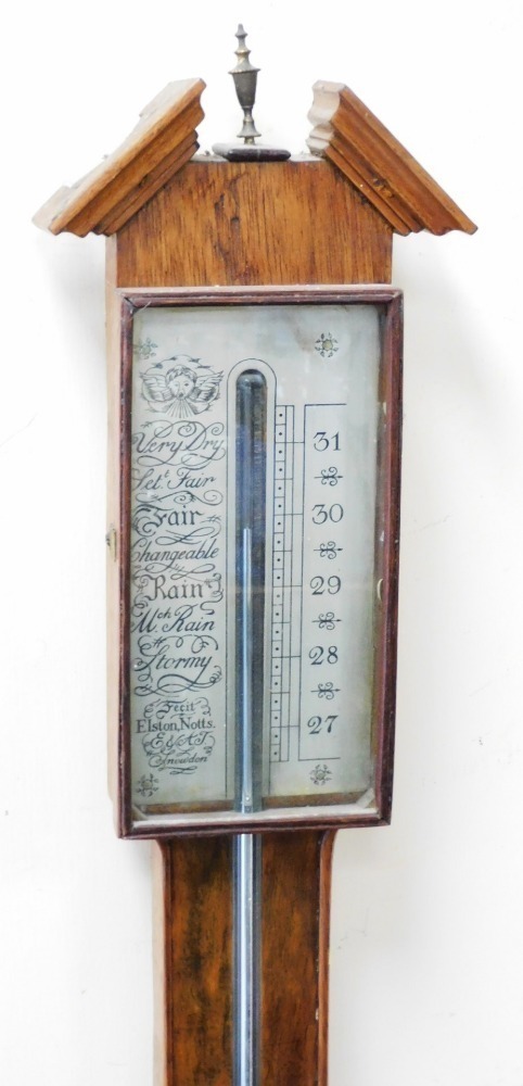 A Georgian style oak stick barometer, by E & AJ Snowden of Elston ...
