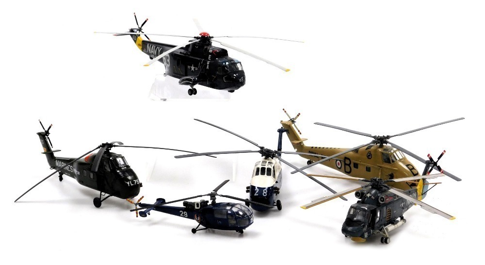 Six scale models of Military helicopters, US Navy and Marine, and Royal ...