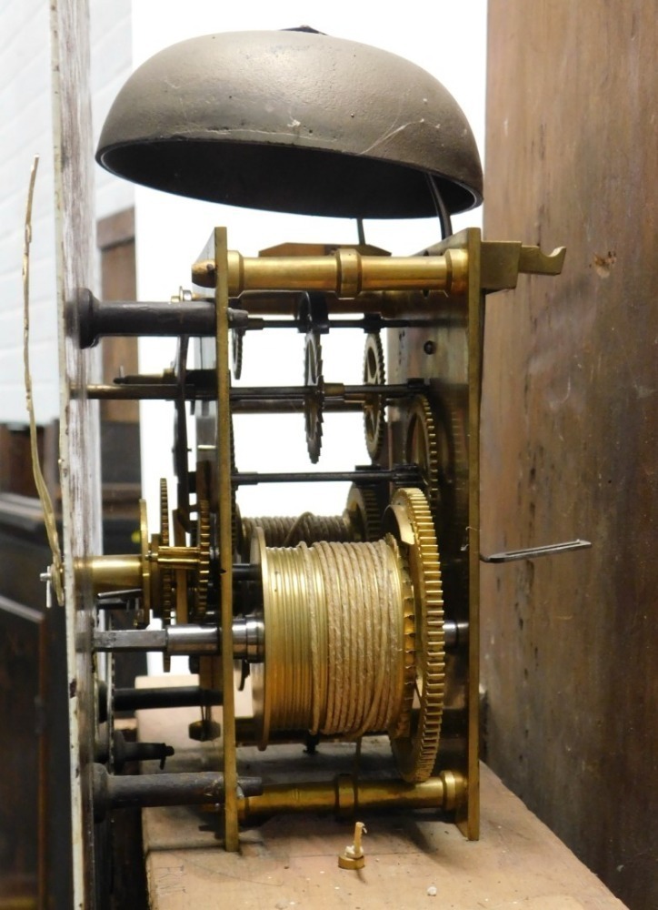 A George III longcase clock by R Wilson of Lincoln, the painted arch ...