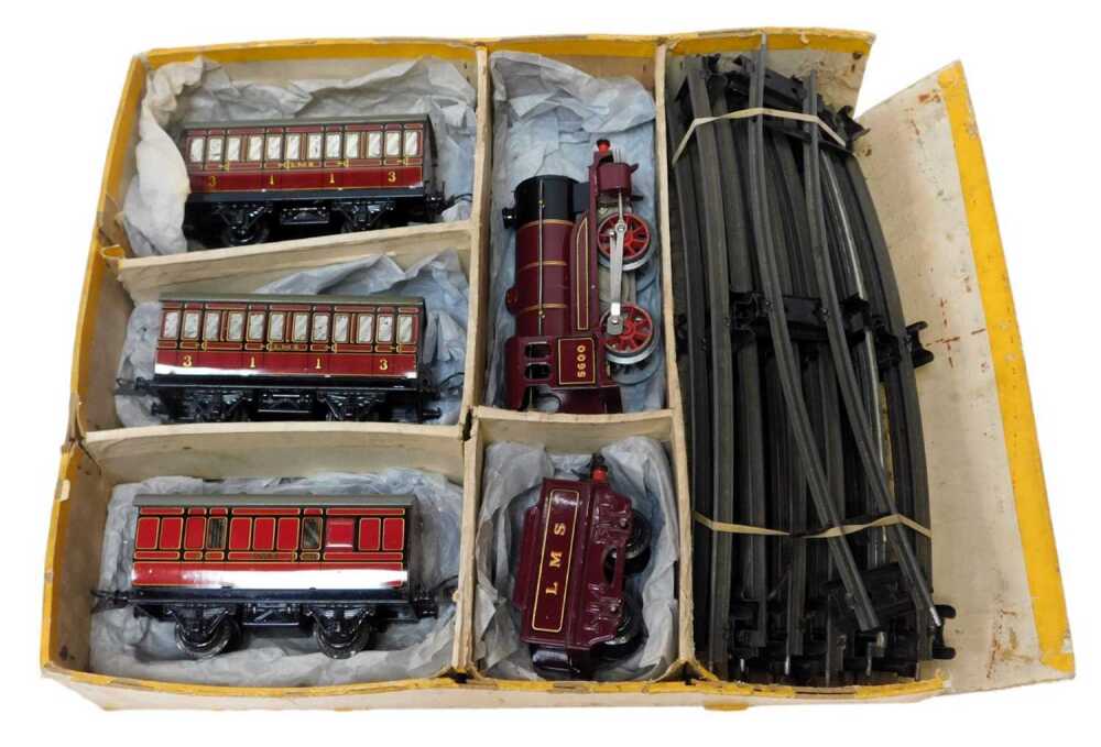 A Hornby tinplate O gauge train set, comprising LMS 5600 locomotive and ...