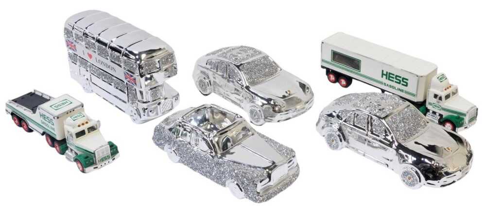 Two Amerada Hess articulated lorries, together with four cast metal ...