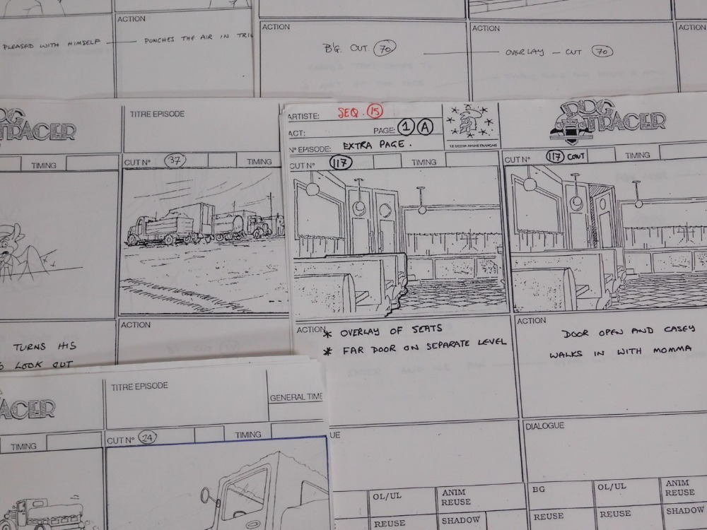 A group of Gil Potter storyboard sheets, for Dog Tracer, and artist's ...